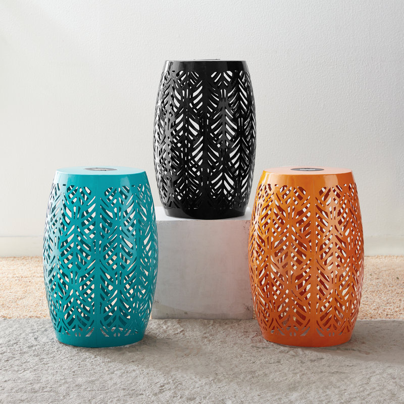 Lark Manor Loiret Accent Stool Garden Stool with Solar Powered Light Wayfair